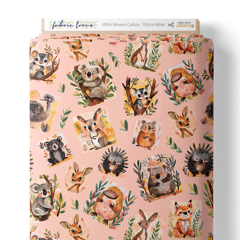 Buy Aussie Toss Salmon Cotton Fabric | Fabric Trove