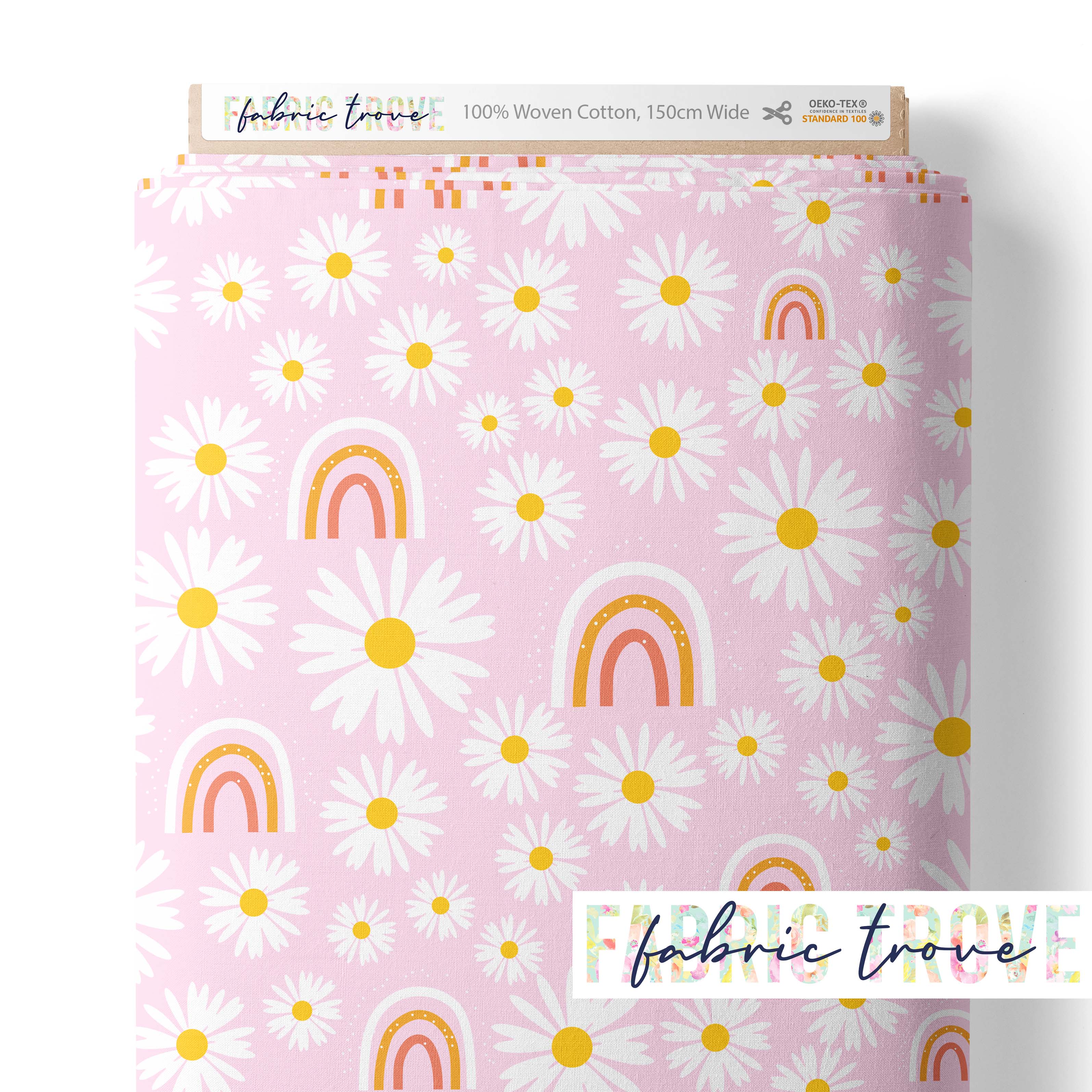 Buy Daisy Rainbow Cotton Fabric | Fabric Trove