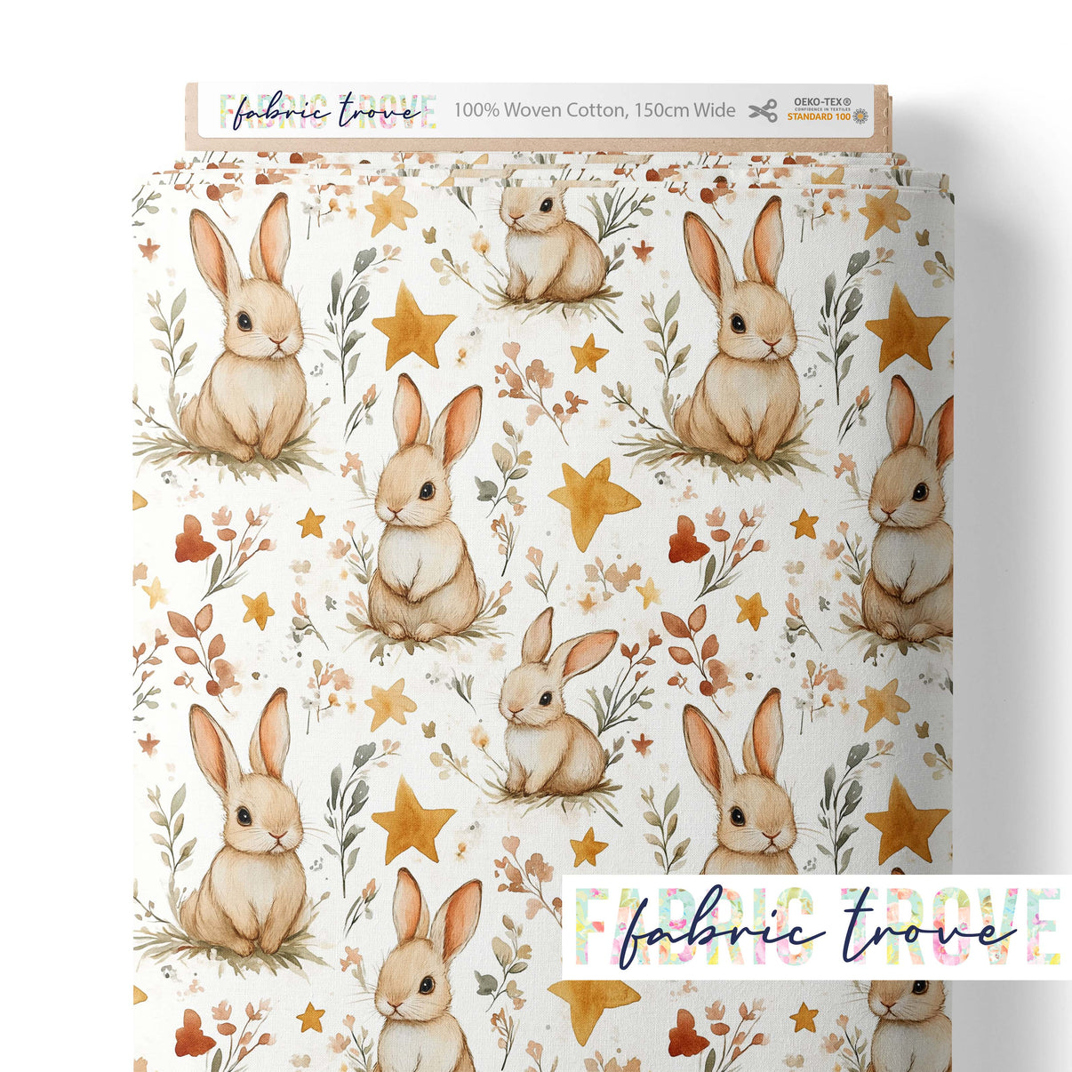 Buy Easter Bunny Neutral Cotton Fabric | Fabric Trove